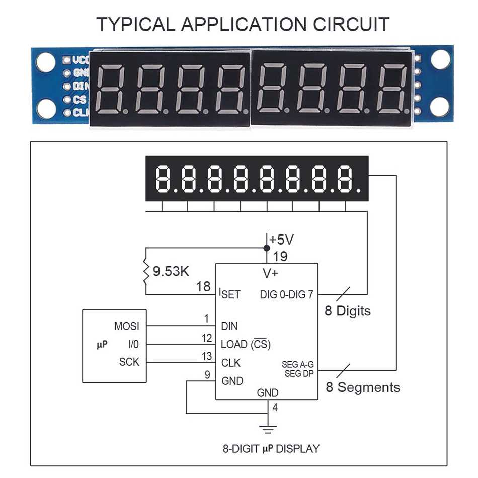 Modul display 8 digiti, 7 segmente, MAX7219